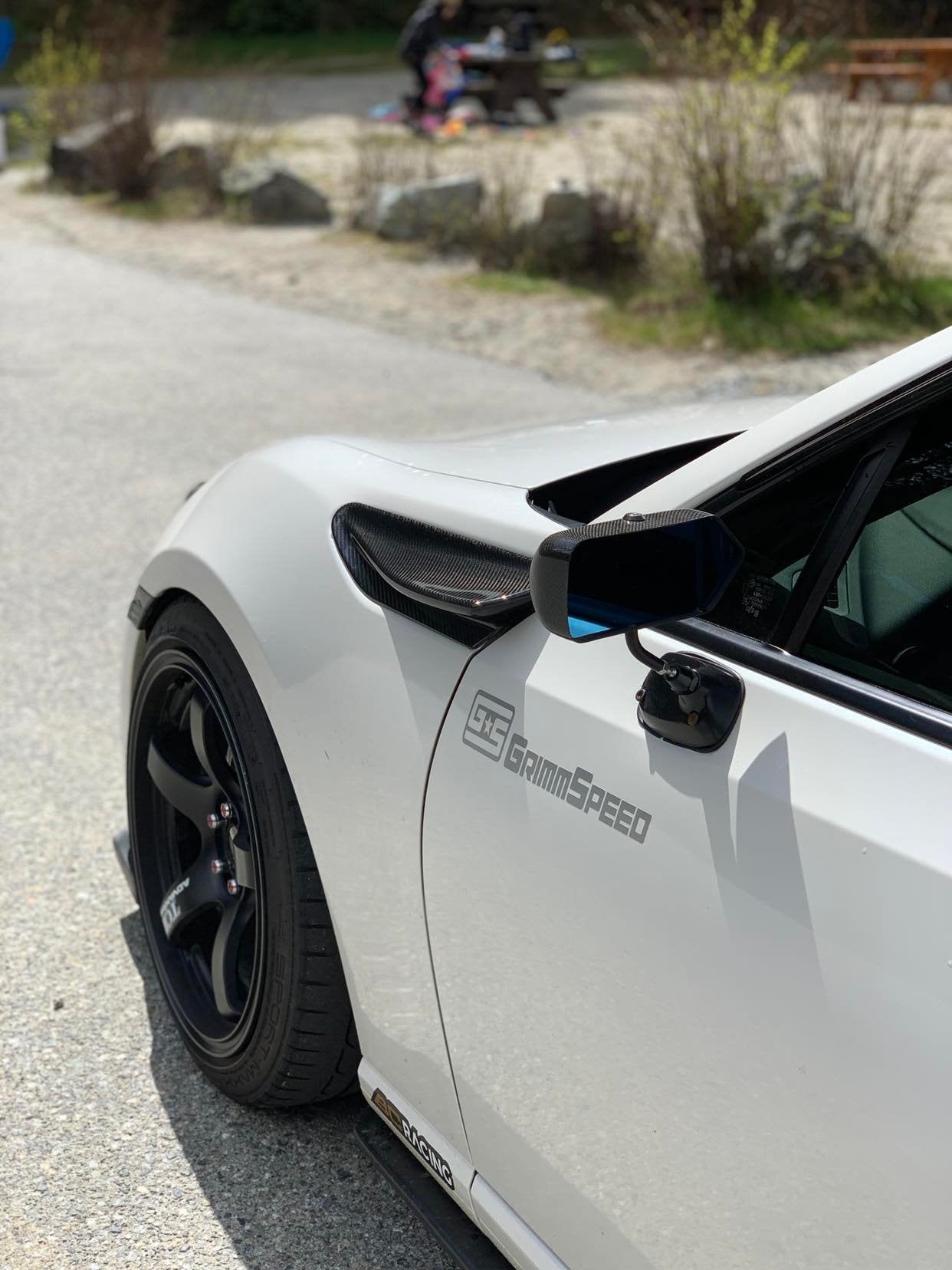 Glossy Black Front Side View Mirrors Bracket Racer Retro F1 Style Pair ...